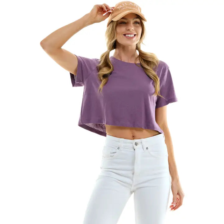Premium Cotton Boxy Crop Tops- Berry – Alora Med Spa